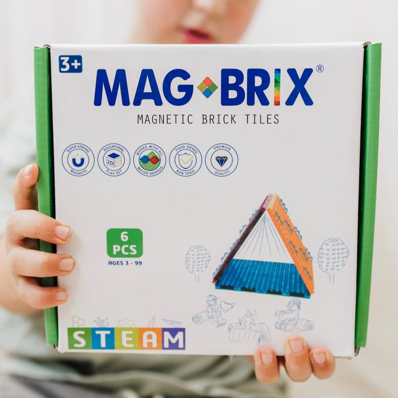 MAGBRIX® Magnetic Brick Tile - Big Square 6 Pieces Set MAGBLOX by Play ...