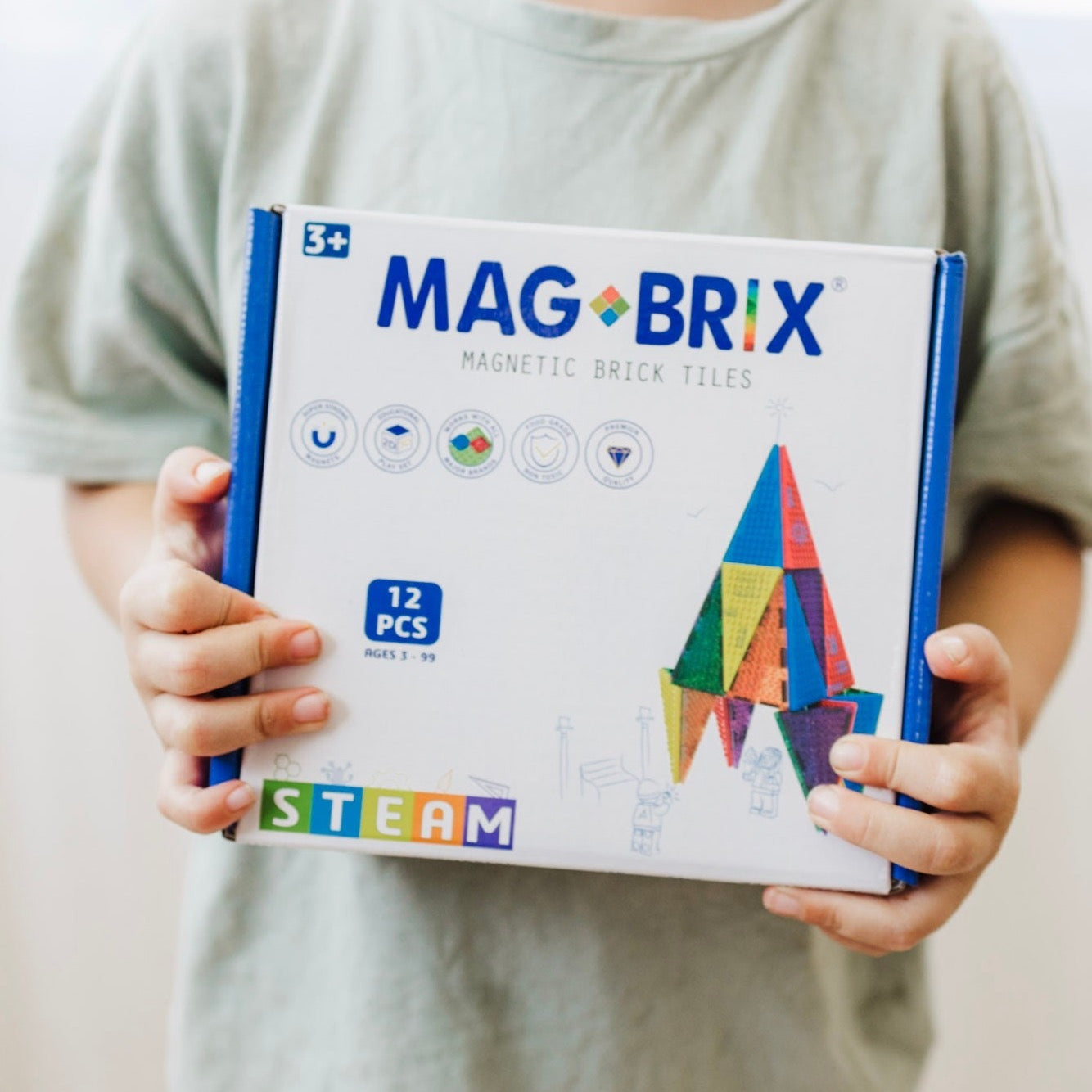 MAGBRIX® Magnetic Brick Tile - Equilateral Triangle Set 12 Piece Pack ...