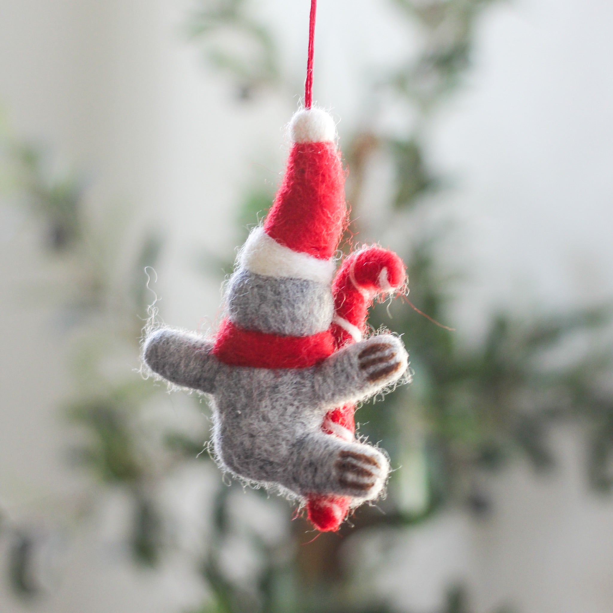 Christmas Sloth Ornament with Candy Cane | Felt Ornament – Play Planet