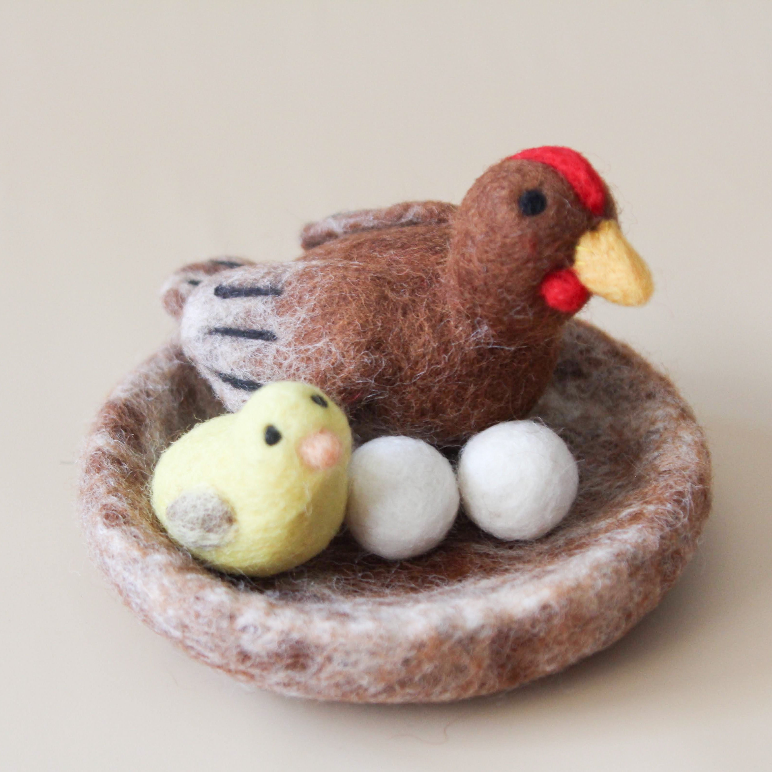Felt Rustic Farm Chicken Play Set with Hen, Chick, and Eggs | Best Toys ...