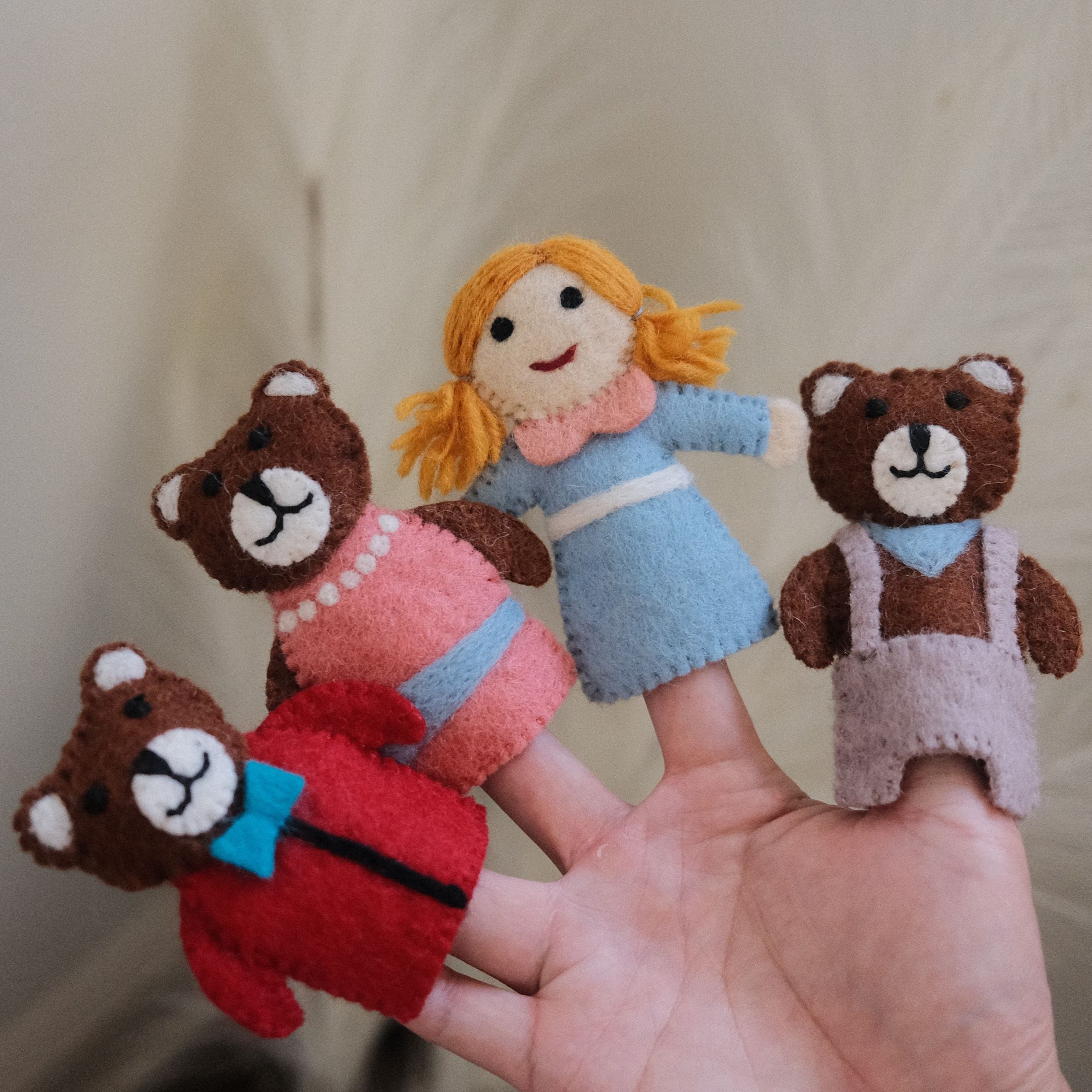Goldilocks and Three Bears Felt Finger Puppet Set Animal Puppets ...